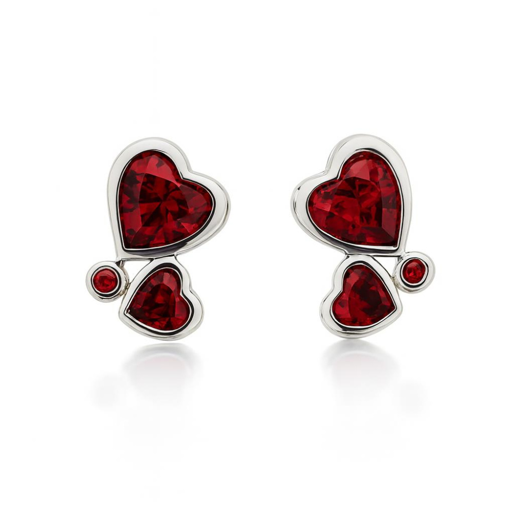 Boucles d'oreilles Coeur Argent Oxyde de zirconium Rouge Ref. 20633
