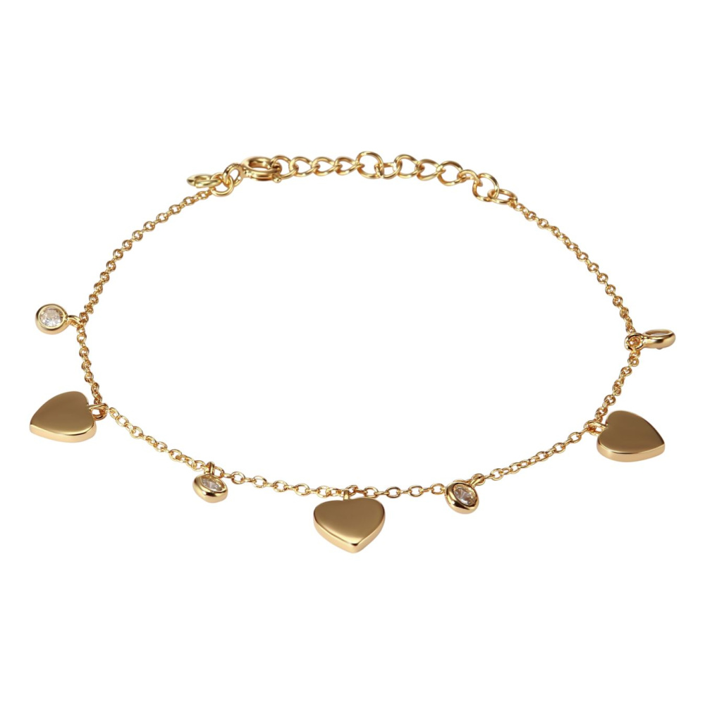 Bracelet Argent Doré Coeurs et Oxydes de zirconium Ref. 55519