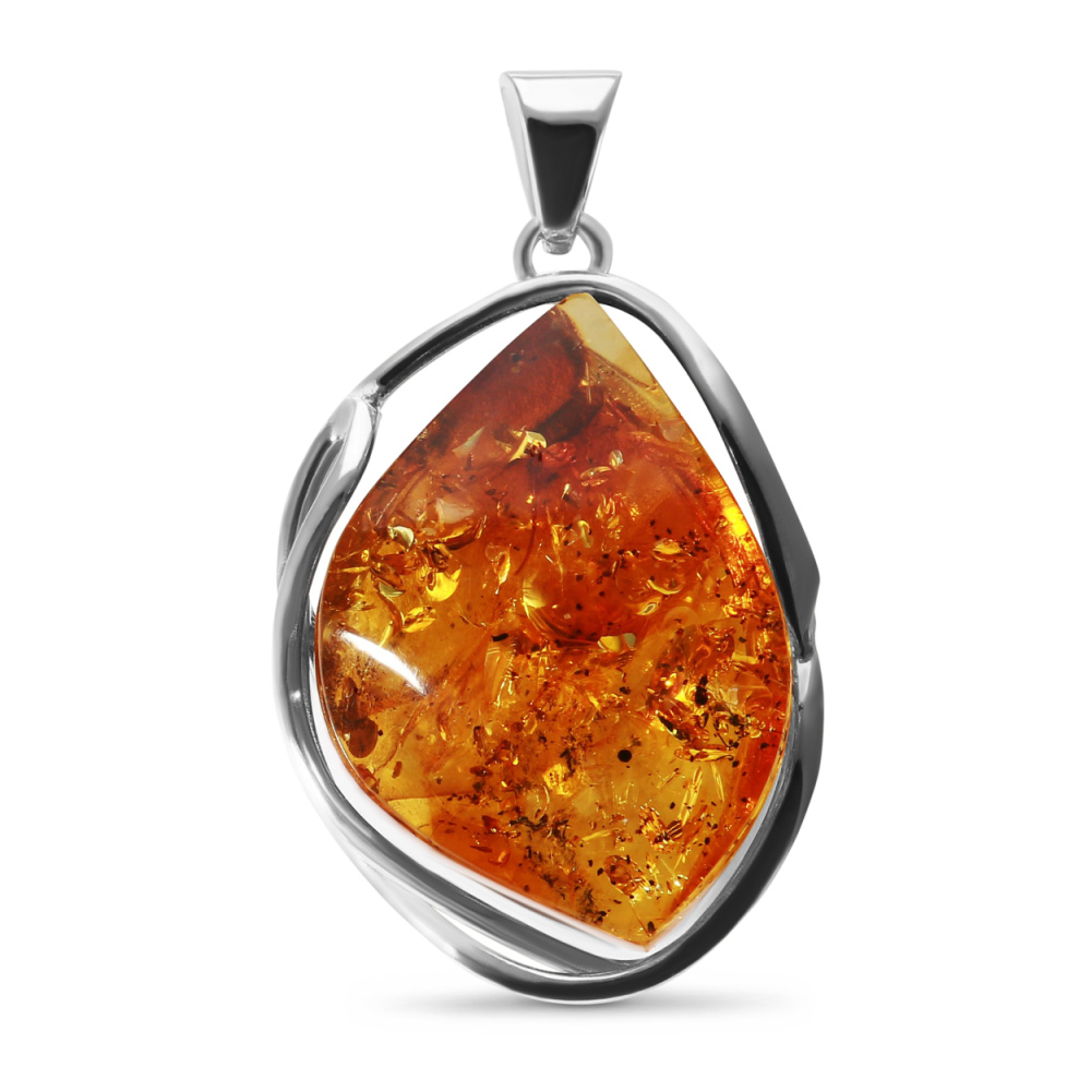 Pendentif Argent 925 Ambre 37x27mm Ref. 56004