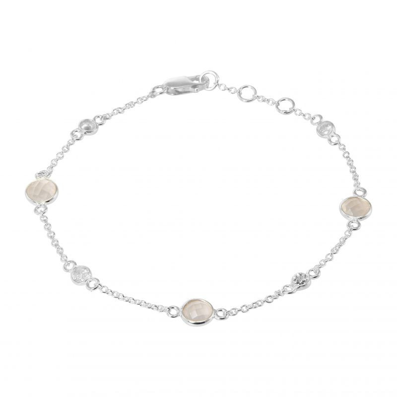 Bracelet Argent 925 Quartz Rose et Oxyde de zirconium Ref. 32357