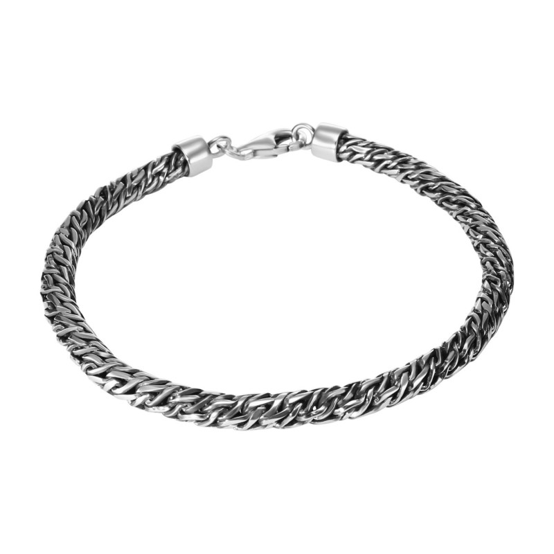 Bracelet Homme Argent Rhodié Maille fantaisie Ref. 55566