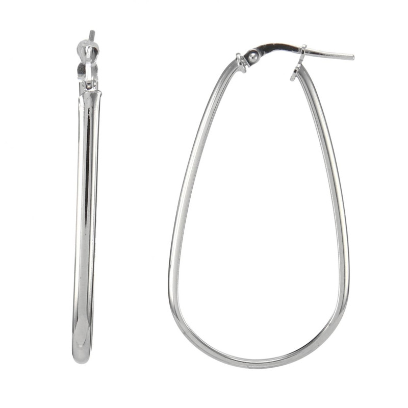 Créoles Forme Poire Argent Rhodié Ref. 53109