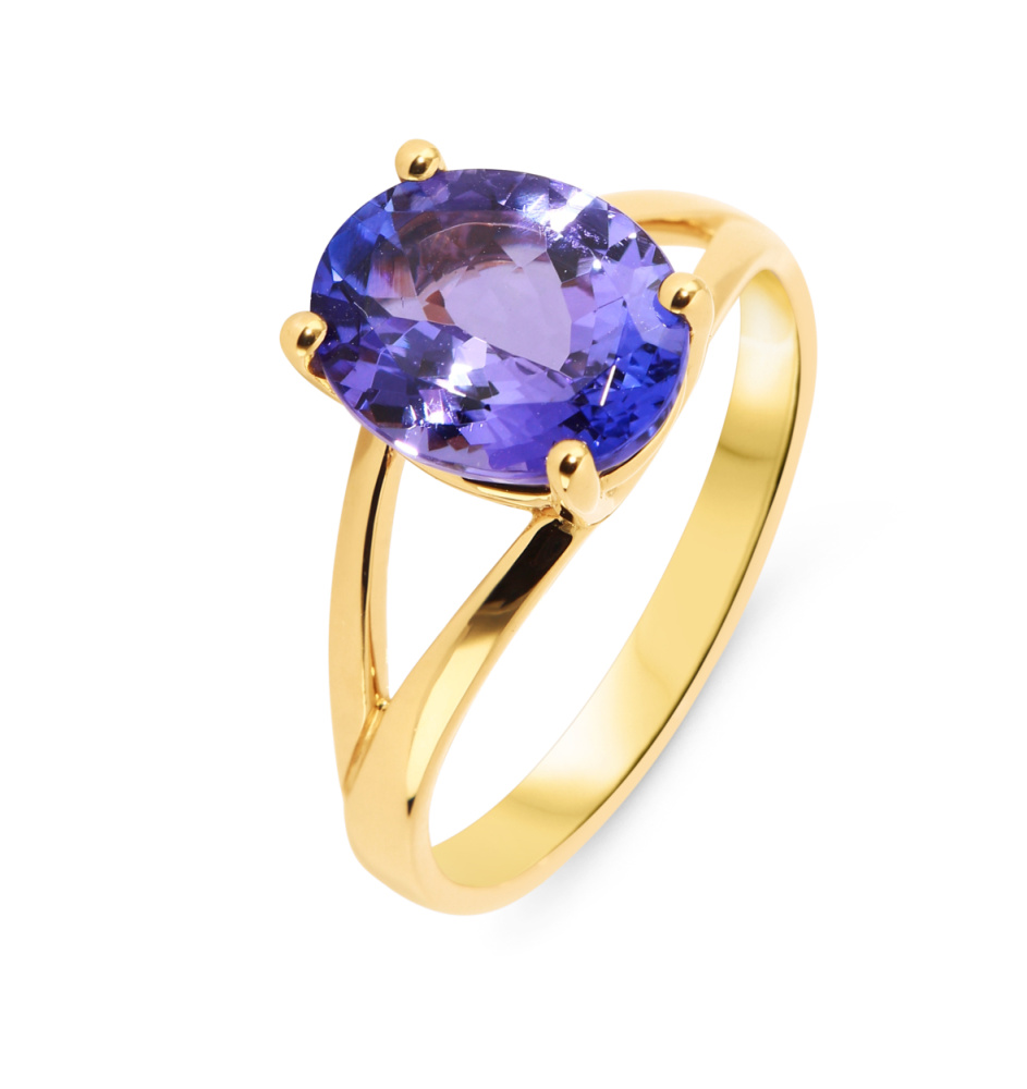 Bague Or Jaune 750 Tanzanite Ovale 11x9m Ref. 54700
