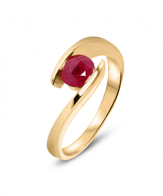 Bague Or Jaune Rubis Rond 5.5mm Ref. 29313