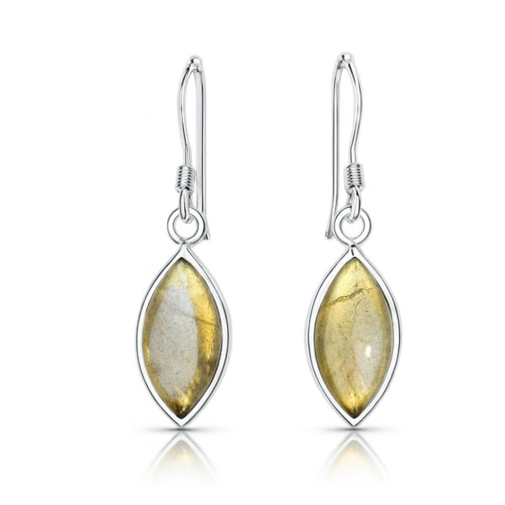 Boucles d'oreilles Argent 925 Labradorite Navette 14x7mm Ref. 38135