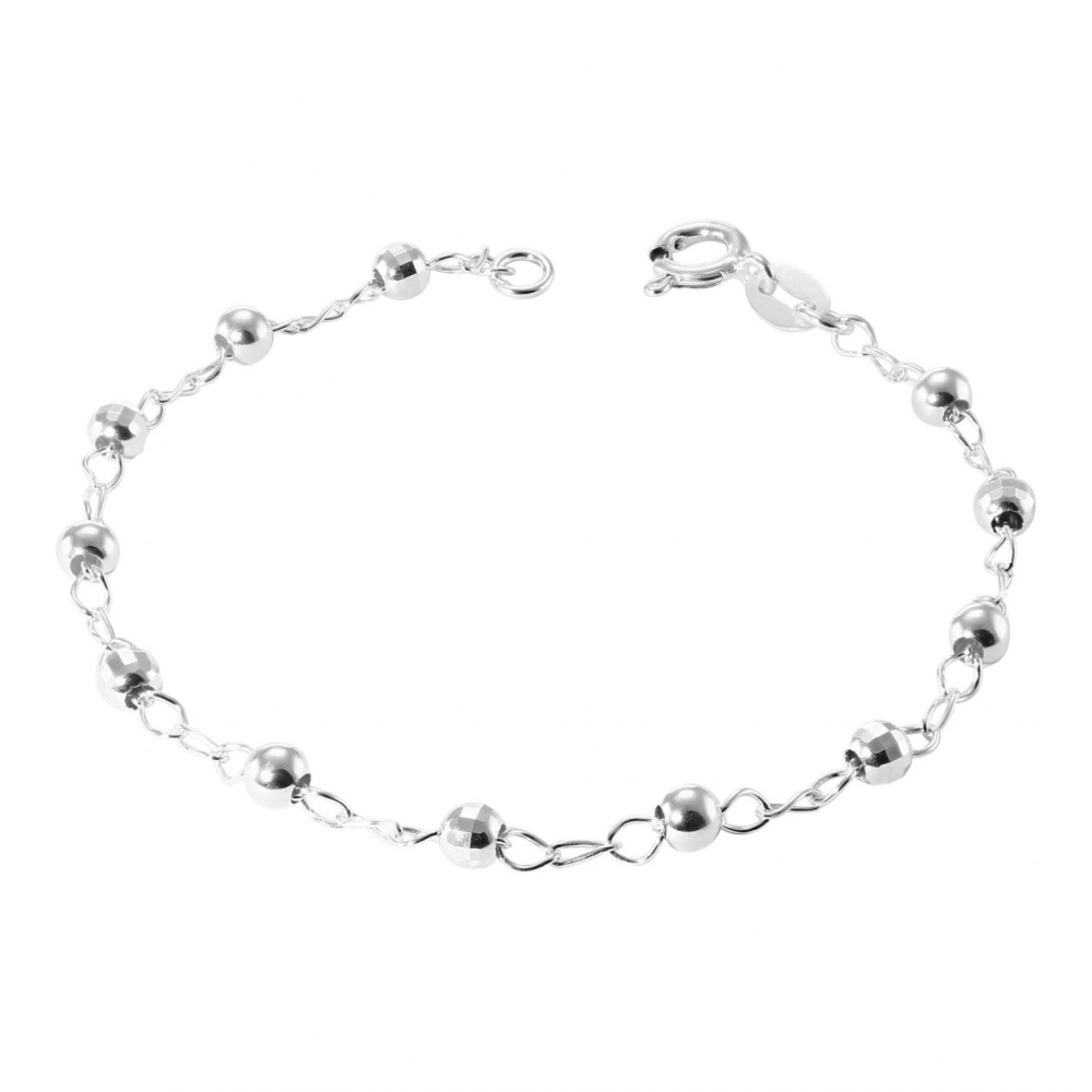 Bracelet argent maille fantaisie perlée Ref. 49703