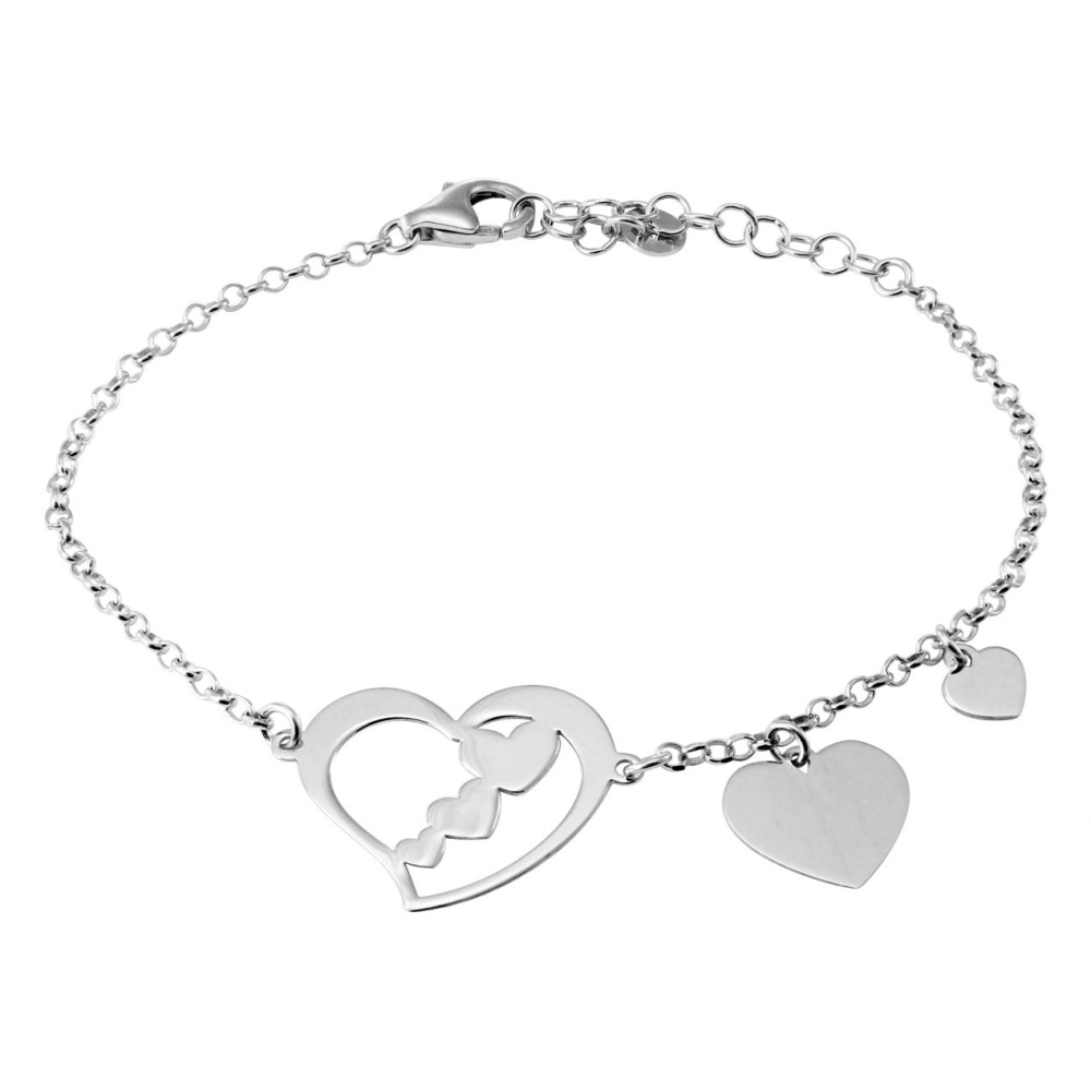 Bracelet Argent rhodié coeurs Ref. 46759