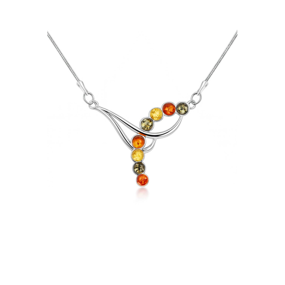 Collier Argent Ambre Multicolore Ref. 32677