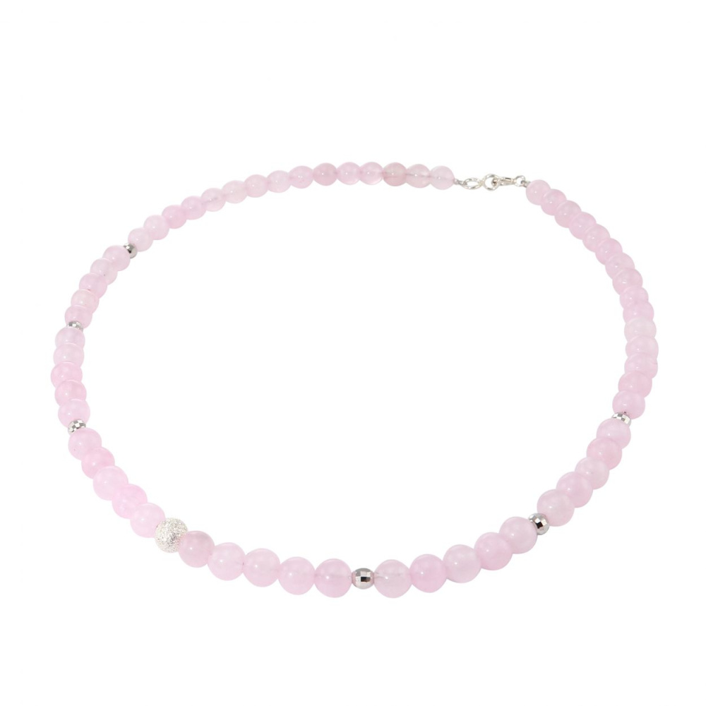 Collier Quartz Rose 6mm et Argent Ref. 52679