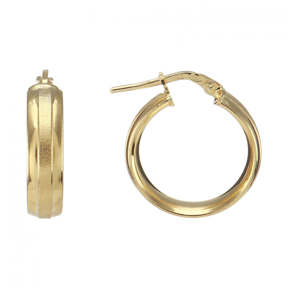 Créoles Argent Doré avec liseret satiné 5x20mm Ref. 53110