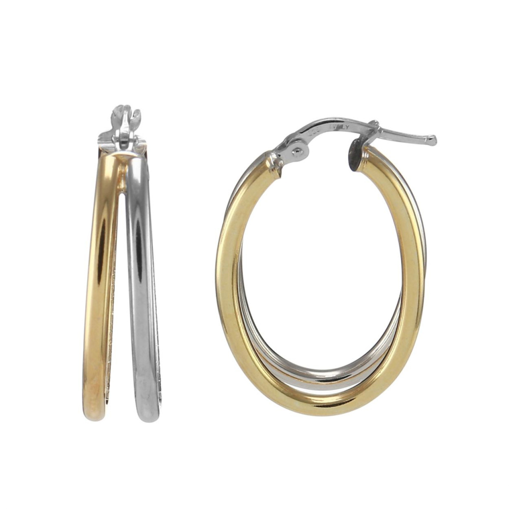 Créoles Ovales Double anneaux Argent 2 tons Ref. 53444