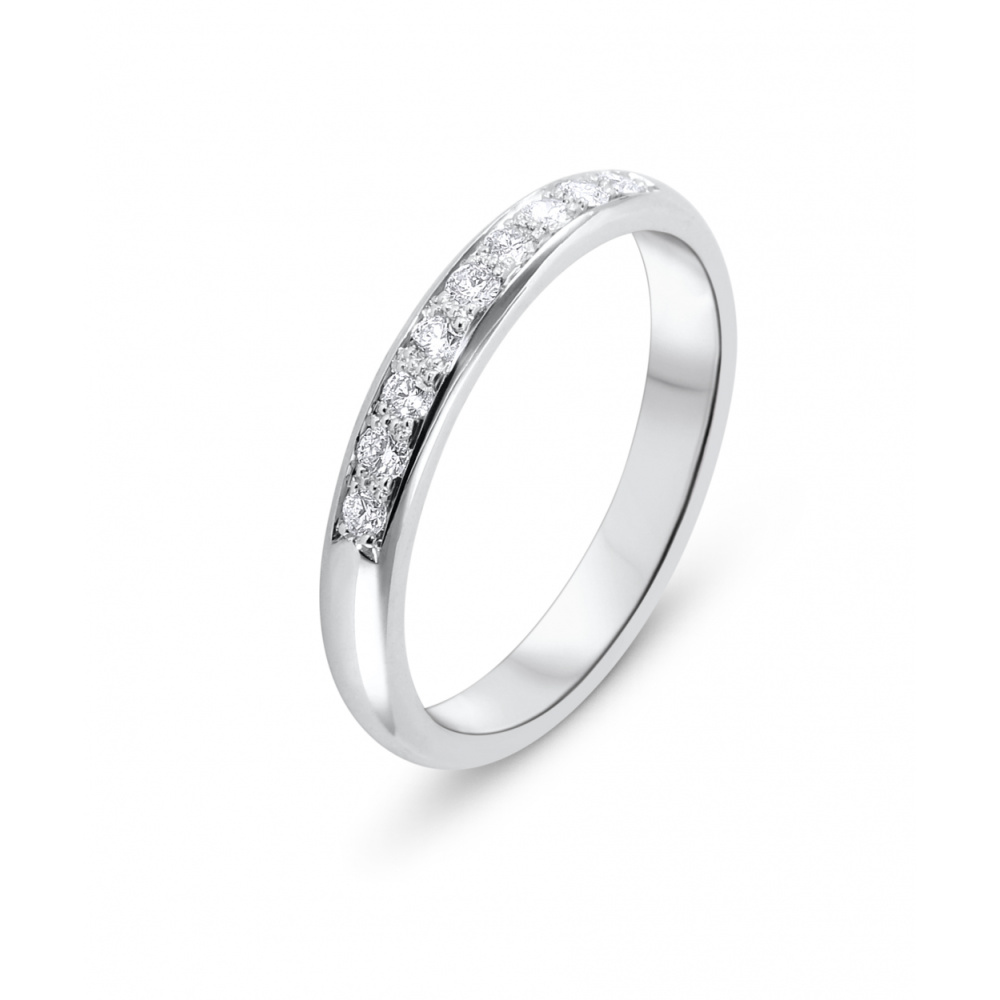 Demi alliance en Or Blanc 750 sertie de 9 diamants Ref. 50512