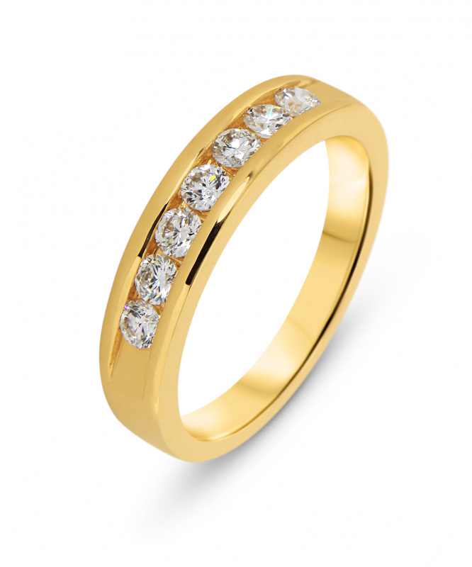 Demi Alliance Or Jaune 750 Diamant Serti rail Ref. 40551