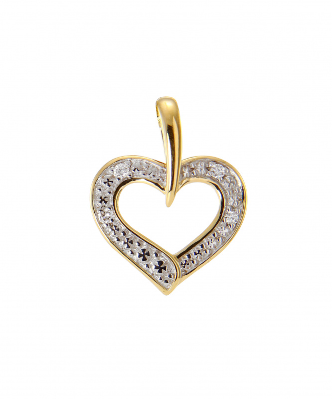 Pendentif Coeur Or 750 2 tons et Diamant Ref. 44724