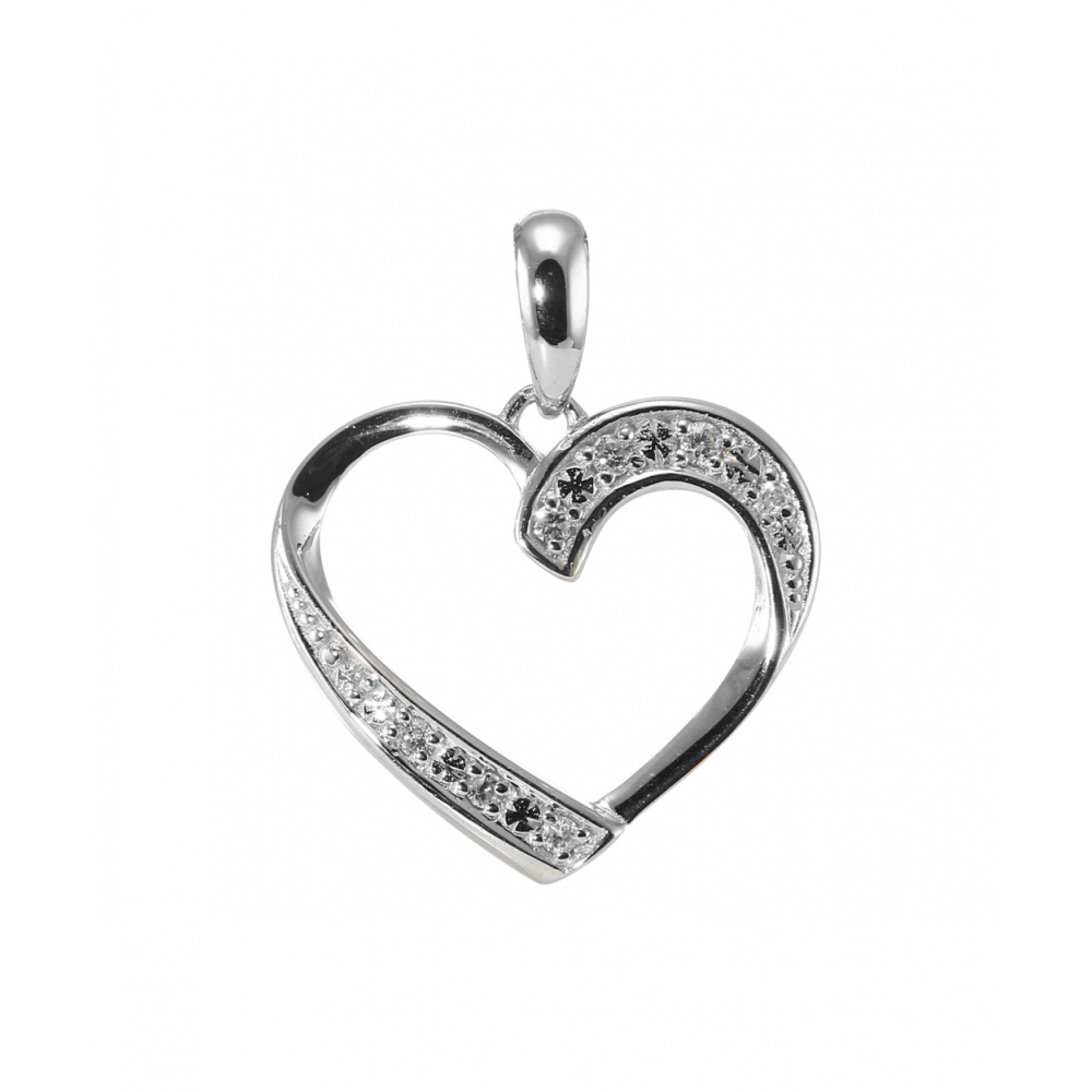 Pendentif Coeur Or Blanc 750 Diamant 0.04 carat Ref. 39812