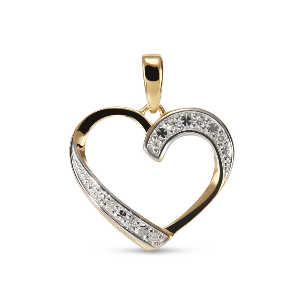 Pendentif Coeur Or Jaune 750 Diamant 0.04 carat Ref. 39813