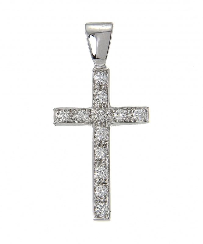 Pendentif Croix Diamant Or Blanc Ref. 35348
